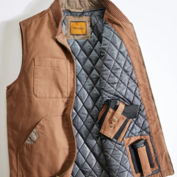 Venado | Jackets & Coats | Concealed Carry Canvas Vest Brown Large Tall ...